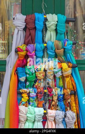 Modern Colourful Scarves Tied Knots Accessory Display Stock Photo - Alamy