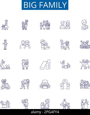 Big family line icons signs set. Design collection of Large, Clan ...