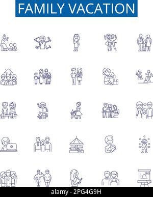 visiting family line icon, outline symbol, vector illustration, concept ...