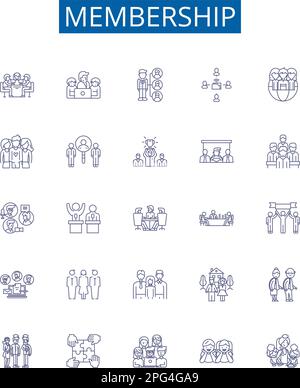 Membership line icons signs set. Design collection of Enrollment ...