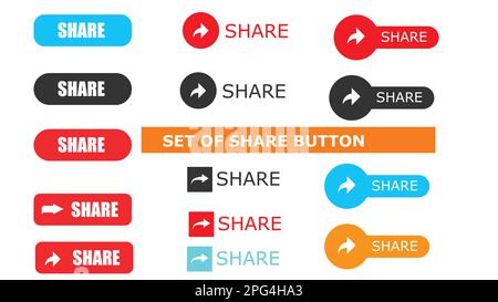 Share icon button set in black circle. Share icon set isolated on white ...