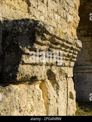 Barbegal aqueduct and mills near Arles on a sunny day in spring. This ...