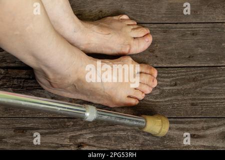 old grandmother's feet on the floor in her room close-up Stock Photo ...