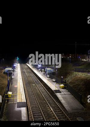 21/01/2022 The small 2 platform unstaffed railway station at Yarm, at ...