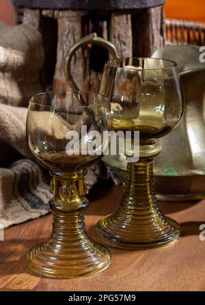 Antique German glassware, old Dutch style rummer or roemer glasses for ...