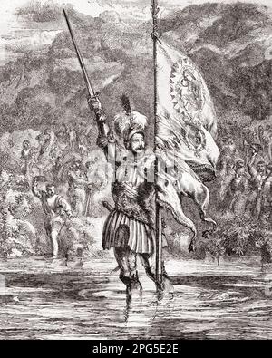 The discovery of the Pacific ocean in 1513 by Vasco Núñez de Balboa, c ...