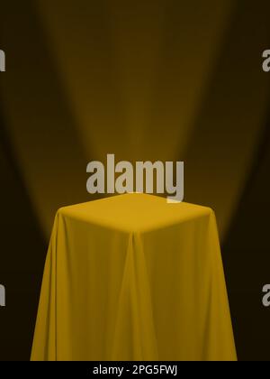 Yellow fabric covering a cube or a table vector illustration Stock ...