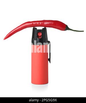 Spray with chili pepper on white background Stock Photo - Alamy