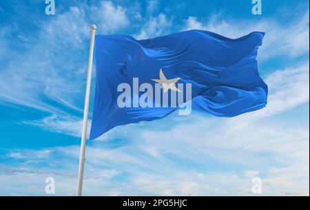 official flag of Air Commodore Thailand at cloudy sky background on ...