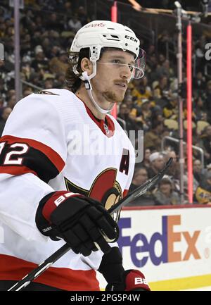 Ottawa Senators defenseman Thomas Chabot (72) prepares to score on ...