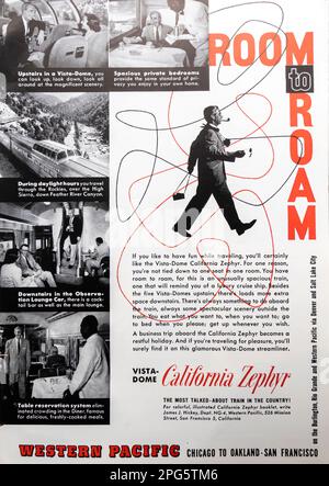 CALIFORNIA ZEPHYR 1950’s Vintage American Rail Train 1956 advertisement ...