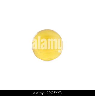 One yellow cough drop isolated on white Stock Photo - Alamy