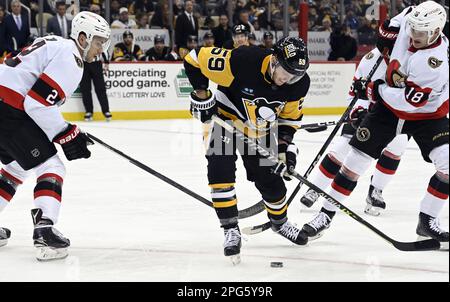 Ottawa Senators left wing Tim Stutzle (18) shoots as Montreal Canadiens ...