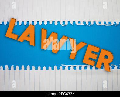 Lawyer text with Torn, Crumpled White Paper on colored background Stock ...