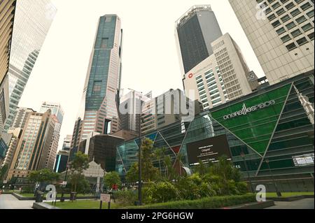 Raffles Place - The Mercantile Bank Building at the back and department ...
