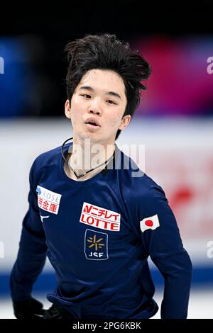 Kazuki TOMONO (JPN), during Men Practice, at the ISU World Figure ...