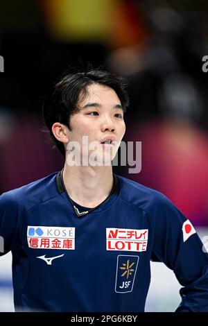 Kazuki TOMONO (JPN), during Men Practice, at the ISU World Figure ...