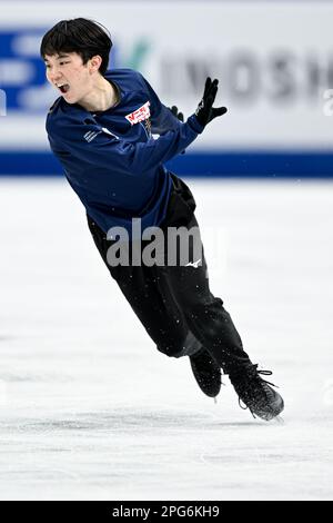 Kazuki TOMONO (JPN), during Men Practice, at the ISU World Figure ...
