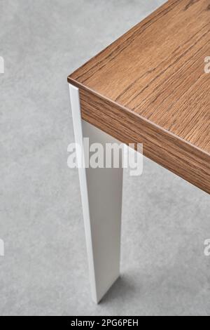 Minimalism style dining table with thin wooden table top of toned oak ...