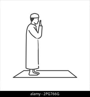 Islamic pray movement of solat linear icon set. Collection of Moslem ...