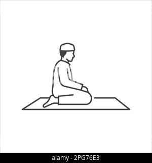 Islamic pray movement of solat linear icon set. Collection of Moslem ...