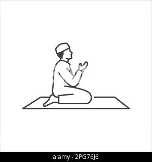 Islamic pray movement of solat linear icon set. Collection of Moslem ...