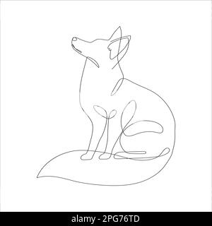 fox drawing drawn with one line. Vector illustration Stock Vector Image ...