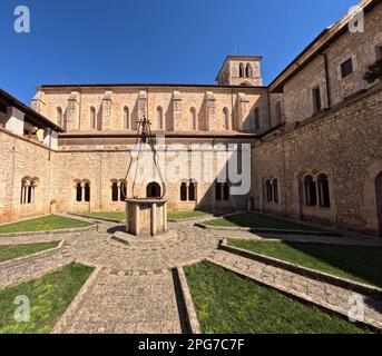 The cloister of Casamari Abbey, a medieval monastery located near Rome ...