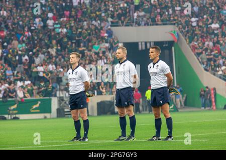 Match officials Luke Pearce, referee Angus Gardner and Christophe ...