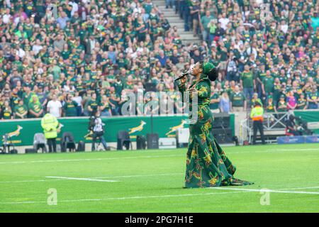 Judith Sephuma sings the national anthem at the Springboks vs All ...