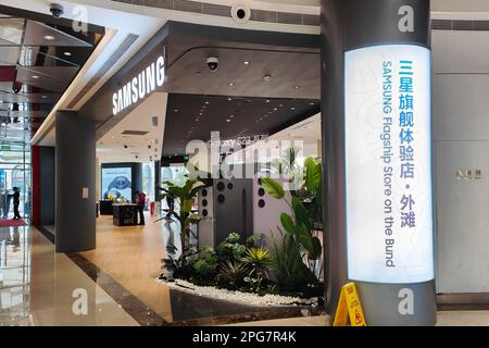 SHANGHAI, CHINA - MARCH 21, 2023 - A view of the SAMSUNG flagship store ...