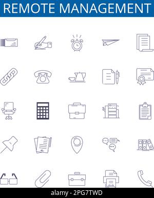 Remote management line icons signs set. Design collection of Remote ...