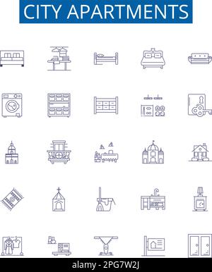Tenement and housing line icons collection. Shelter, Residence ...