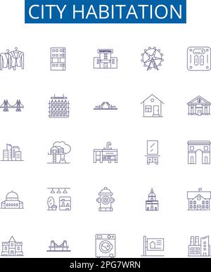 City habitation line icons signs set. Design collection of Housing ...