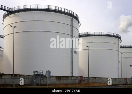 Tanks for oil and petro storage at the Pernis harbor in the port of ...
