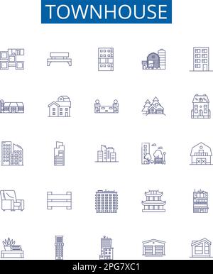 Townhouse line icons signs set. Design collection of Townhome ...
