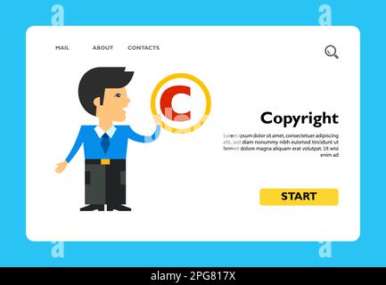 Person or businessman Holding Copyright Symbol, Vector Cartoon Stick ...