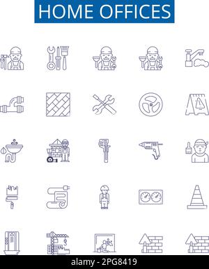 Home offices line icons signs set. Design collection of Home, Offices ...