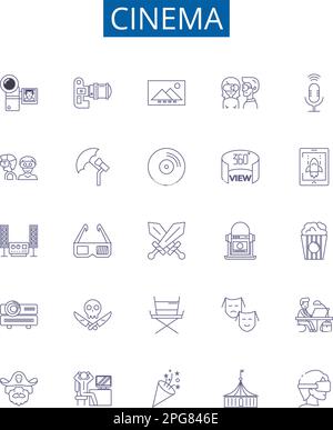 Movie trailers line icons collection. Preview, Teaser, Trailer, Sneak ...
