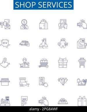 Shop services line icons signs set. Design collection of Retail ...