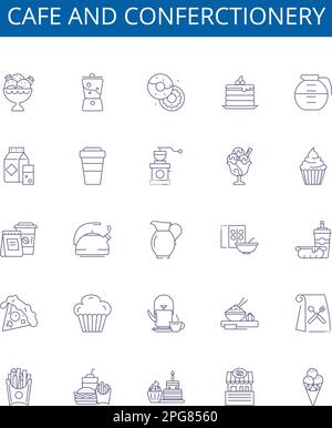 Cafe and conferctionery line icons signs set. Design collection of Cafe, Confectionery, Bakeshop ...