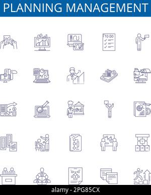 Budgeting process line icons collection. Planning, Allocating, Forecasting, Analysis, Execution ...