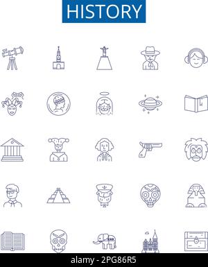 History outline icons collection. Past, timeline, ancient, events ...