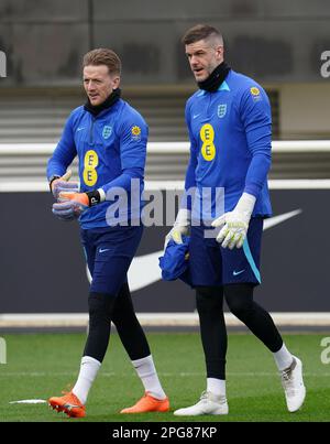 England's Fraser Forster during a training session at St. George's Park ...
