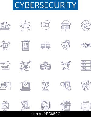 Cybersecurity line icons signs set. Design collection of Cybersecurity, Network, Security ...