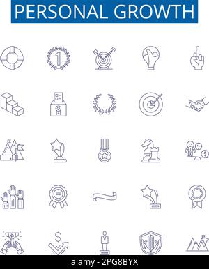 Personal advancement line icons collection. Growth, Development, Improvisation, Progression ...