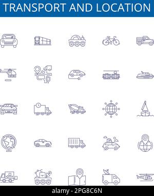 Fleet management line icons collection. Tracking, Optimization ...