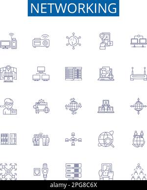Telecommunications line icons collection. Connectivity, Fibre ...