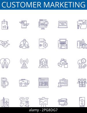 Customer acquisition line icons collection. Prospecting, Lead generation, Conversion, Outreach ...