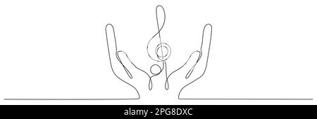 Hand holds music note continuous one line drawing Stock Vector Image ...